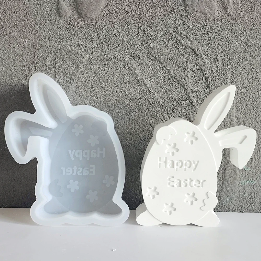 Relief Flower Rabbit Silicone Candle Molds Bunny Hold Easter Egg Soap ...
