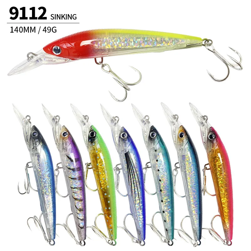 Fishing-minnow-luer-long-Tongue-Mino-Luya-Fake-Bait-140mm-49g-Submerged ...