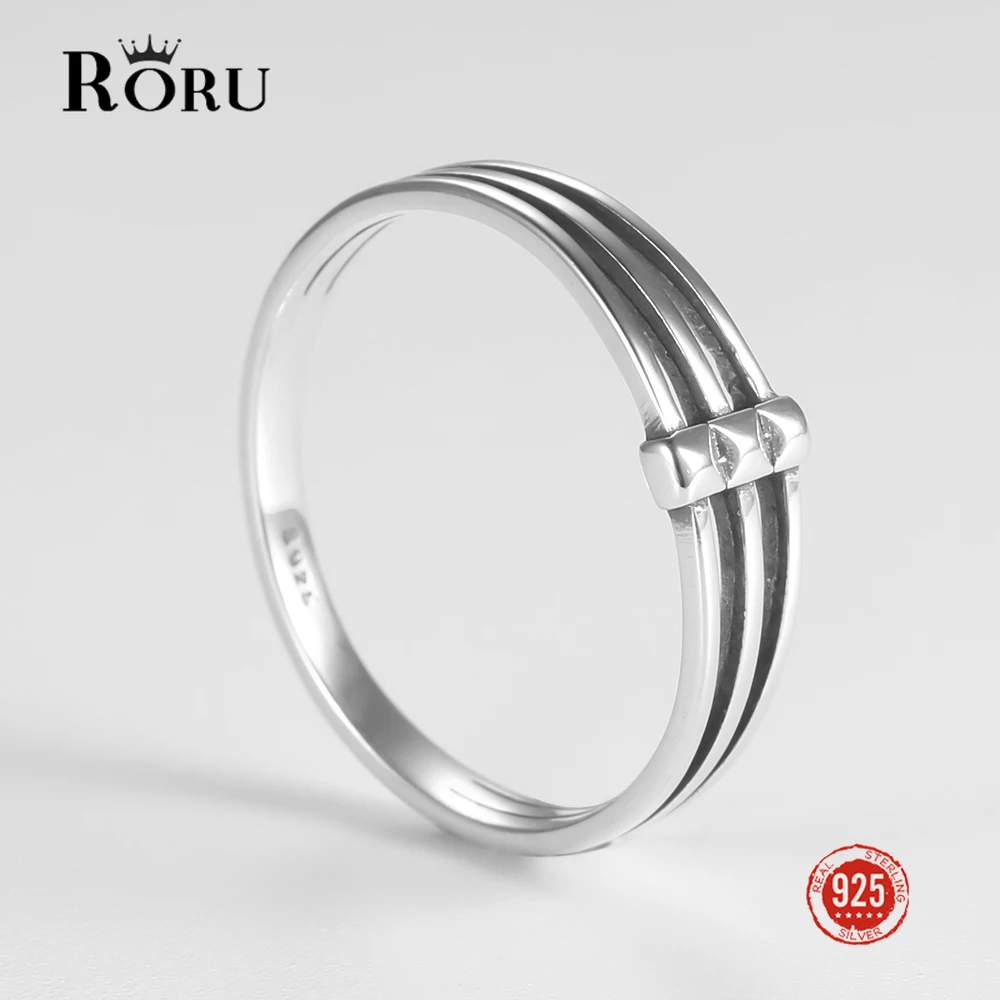 RORU-2022-New-Solid-925-Silver-Jewelry-for-Women-Horizontal-Strip-Geometric-Hollow-Rings-Party ...