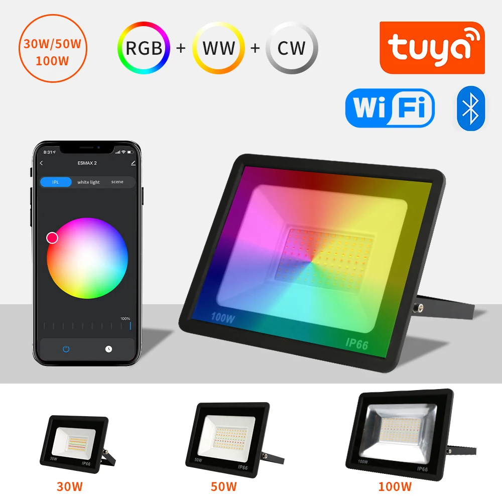 LED-RGB-FloodLight-Smart-Reflector-30W-50W-100W-Waterproof-Outdoor ...