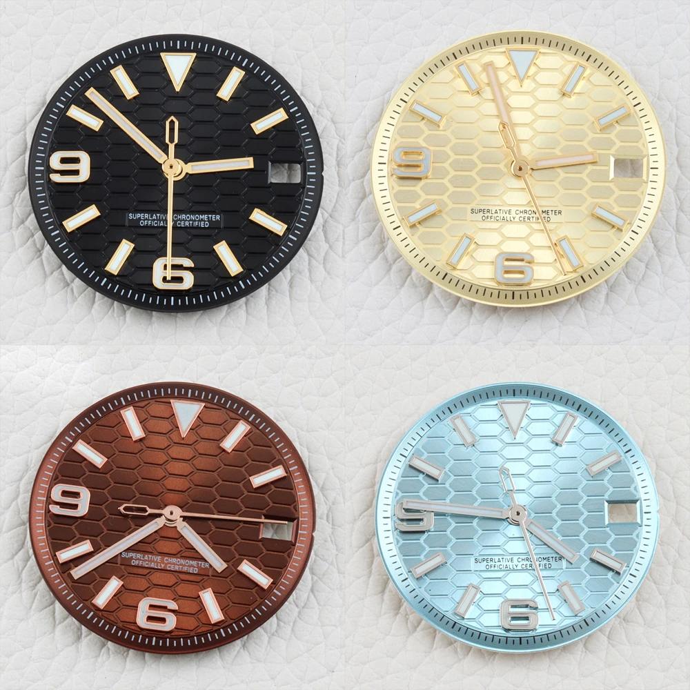 NH35 Watch Dial and Hands Blue Luminous 28.5mm Watch Face For NH35 NH36 ...