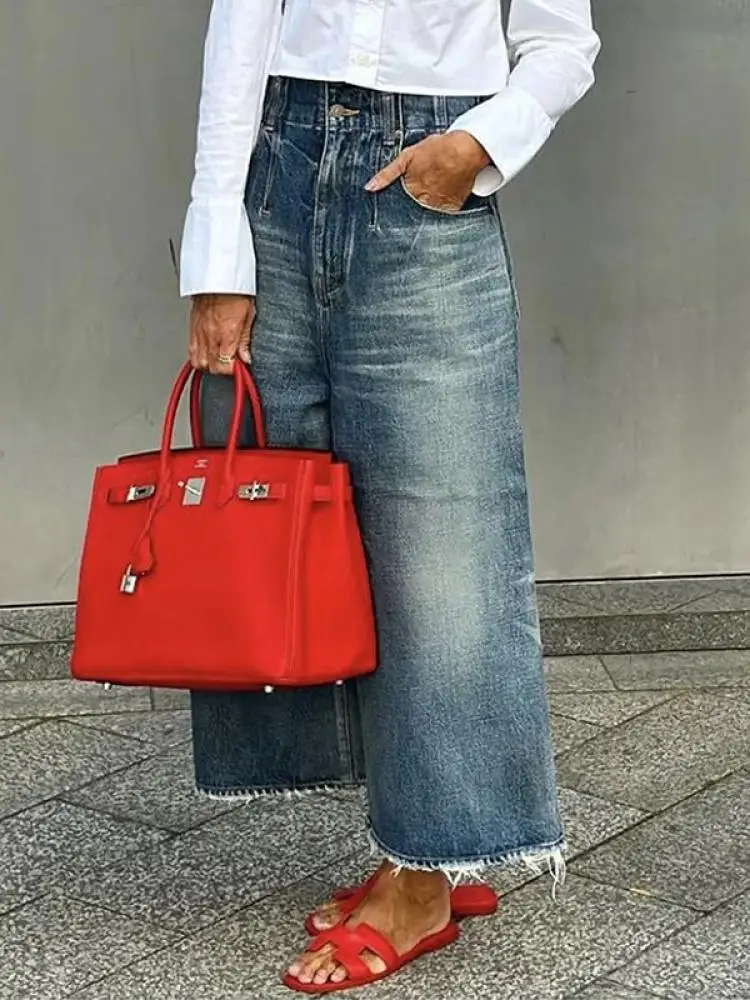 Freeacy-Women-s-Imitation-Denim-Pants-2024-Spring-and-Summer-Fashion ...