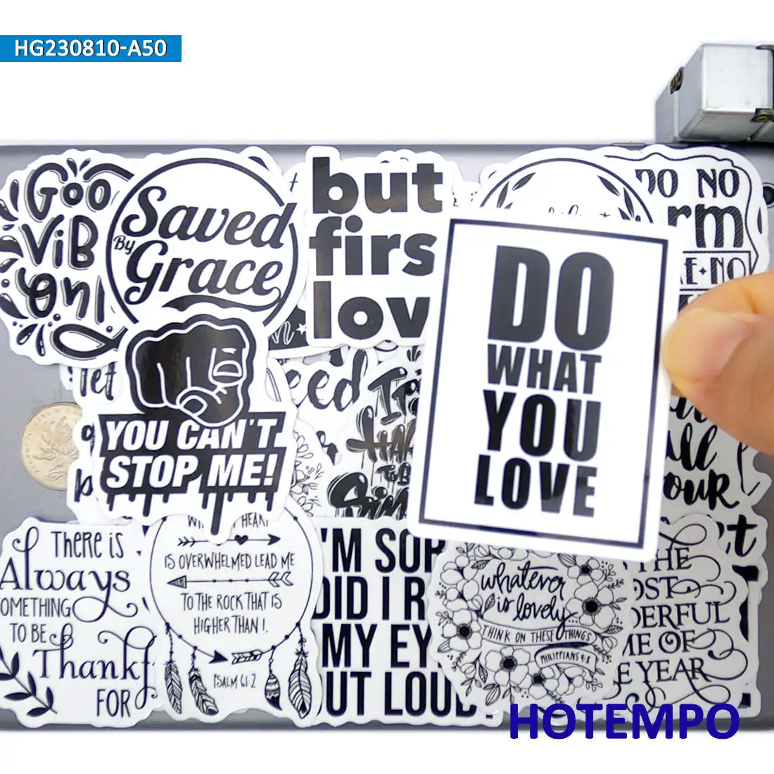 20-30-50PCS-Positive-Slogans-Stickers-Praise-Words-Black-White-Style ...