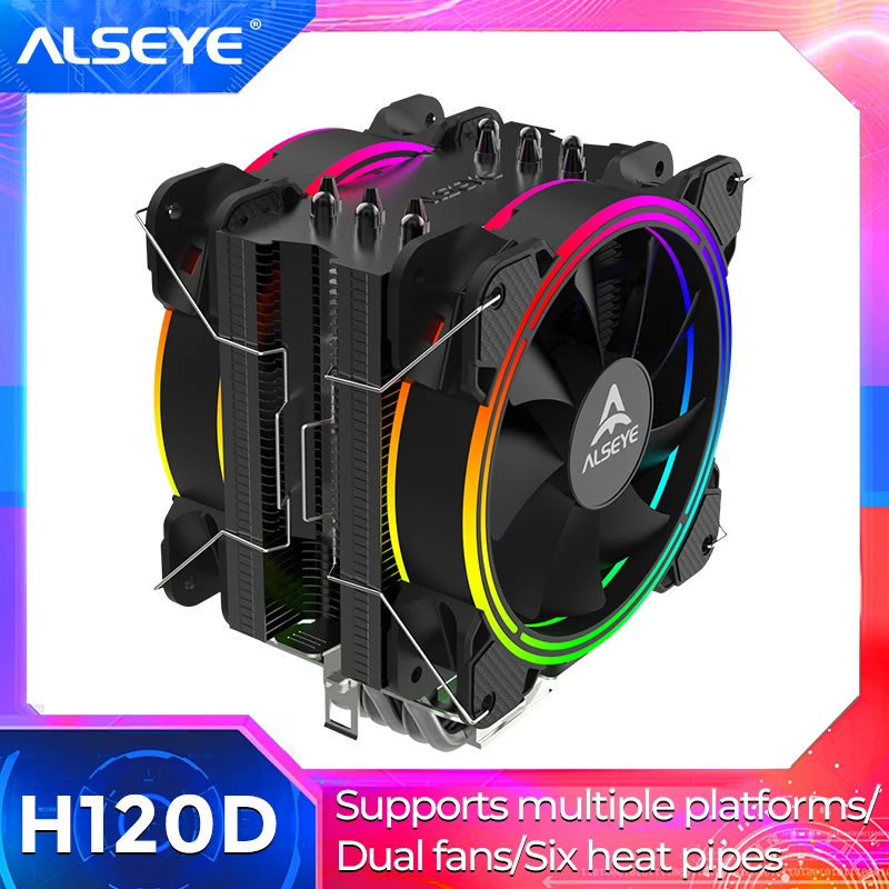 Alseye H120d Cpu Cooler Rgb Fan 120mm Pwm 4 Pin 6 Heat Pipes Cooler For ...