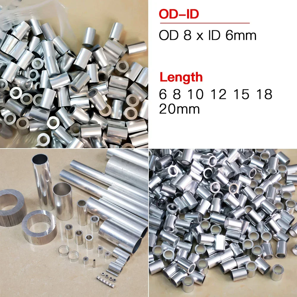 50pcs Aluminum tube OD 8mm alloy tube 8mm outer diameter pipe size 8*6 ...