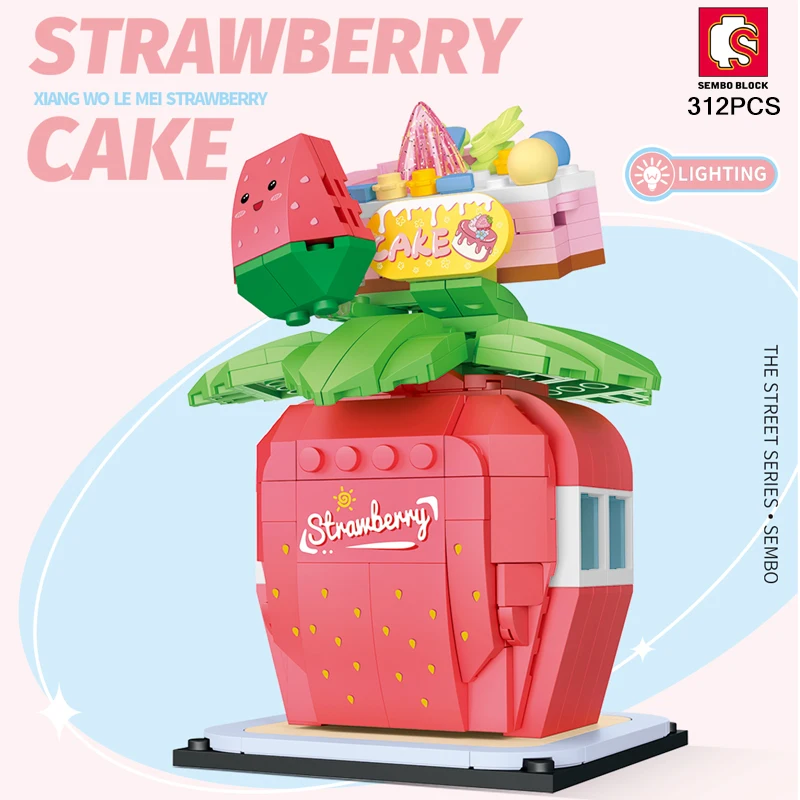 SEMBO-BLOCK-Strawberry-City-Scene-Building-Blocks-4-Styles-City-Fruit ...