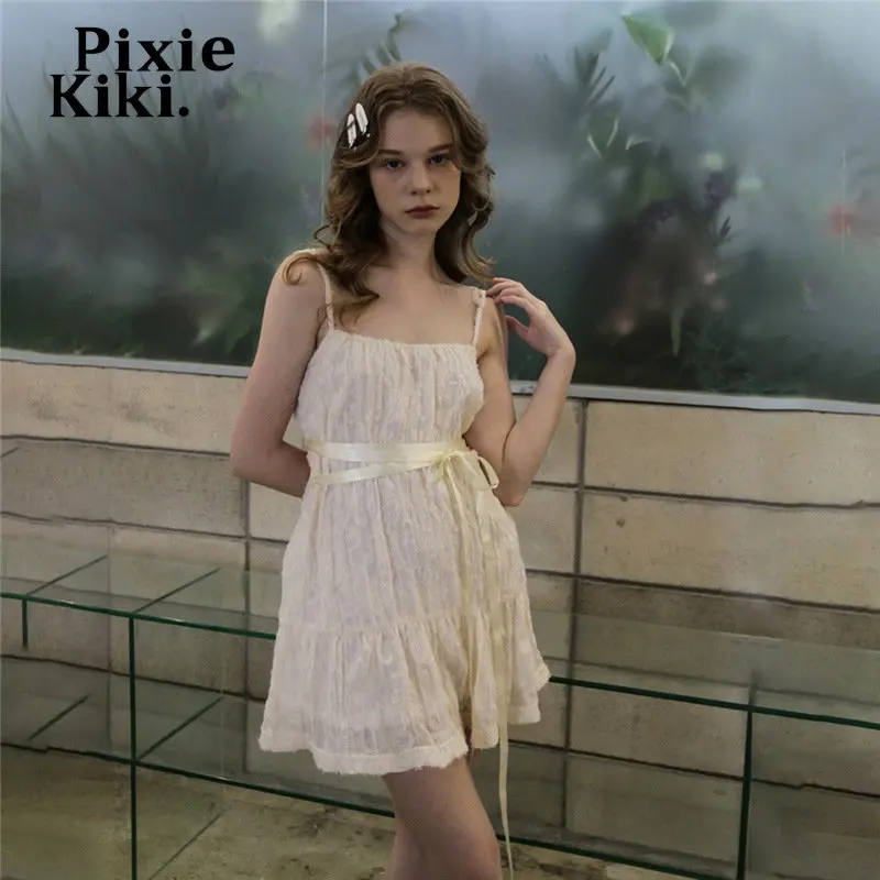 PixieKiki-Y2k-Girl-Fairycore-Short-Dresses-Summer-Casual-Lace-Up-High-Waist-Spaghetti-Strap-A ...