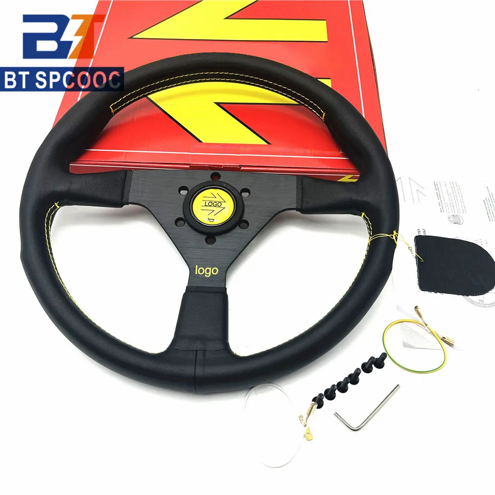 14inch-350mm-Steering-Wheel-For-Momo-v1-Style-Flat-Deep-Dish-Leather ...