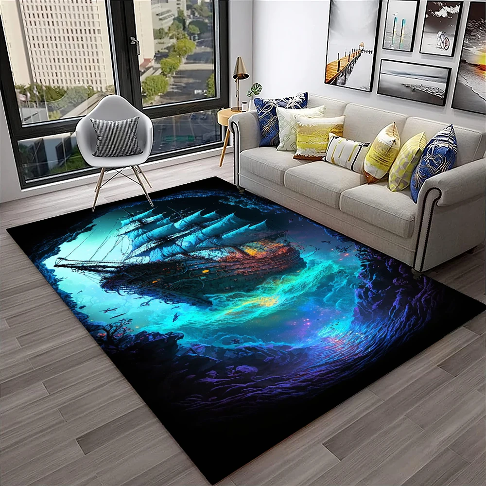 3D-Pirate-Ship-Boat-Barque-Sailboat-Carpet-Rug-for-Home-Living-Room ...