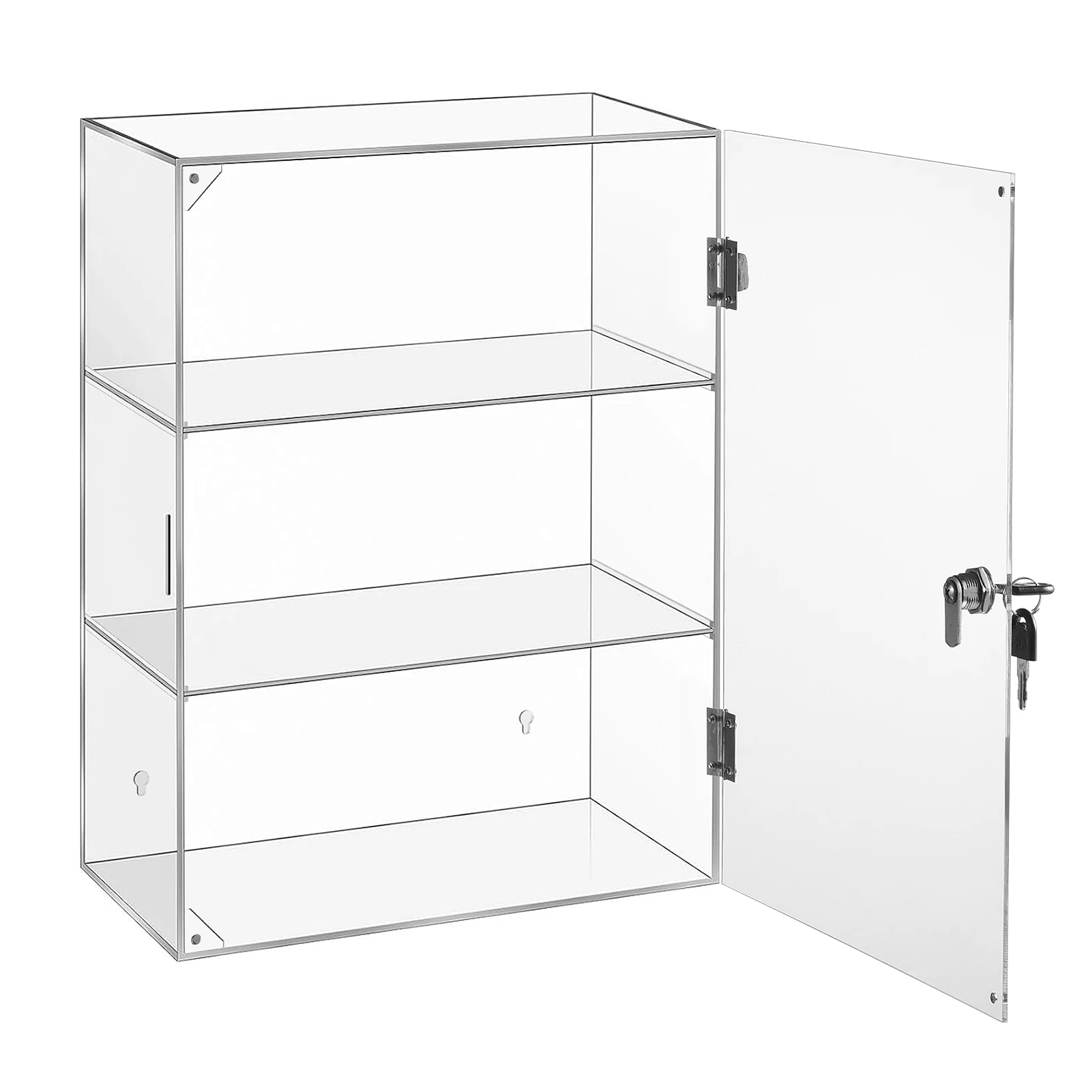 Acrylic Display Case with Shelves 3-Tier Clear Countertop Showcase with ...