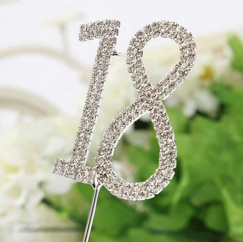 New Rhinestone Number Cake Topper Double Row Drill Arabic Numerals 10 ...
