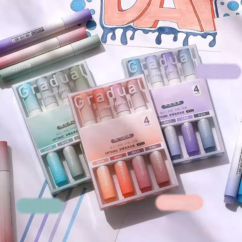 4pcs-box-Gradient-Color-Marker-Pens-Kawaii-Highlighter-Pens-DIY-Drawing ...