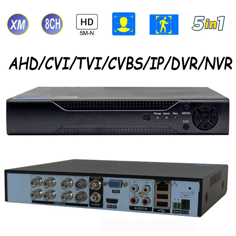 Xmeye h.265 + 5m n 8ch dvr ahd tvi cvi xvi cvbs ip 6 em 1 detecção ...