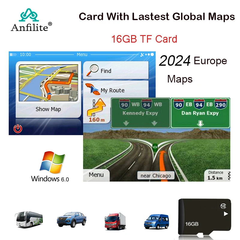 GPS accessories 16G gps maps sd card 2024 latest Map for WinCE car gps ...