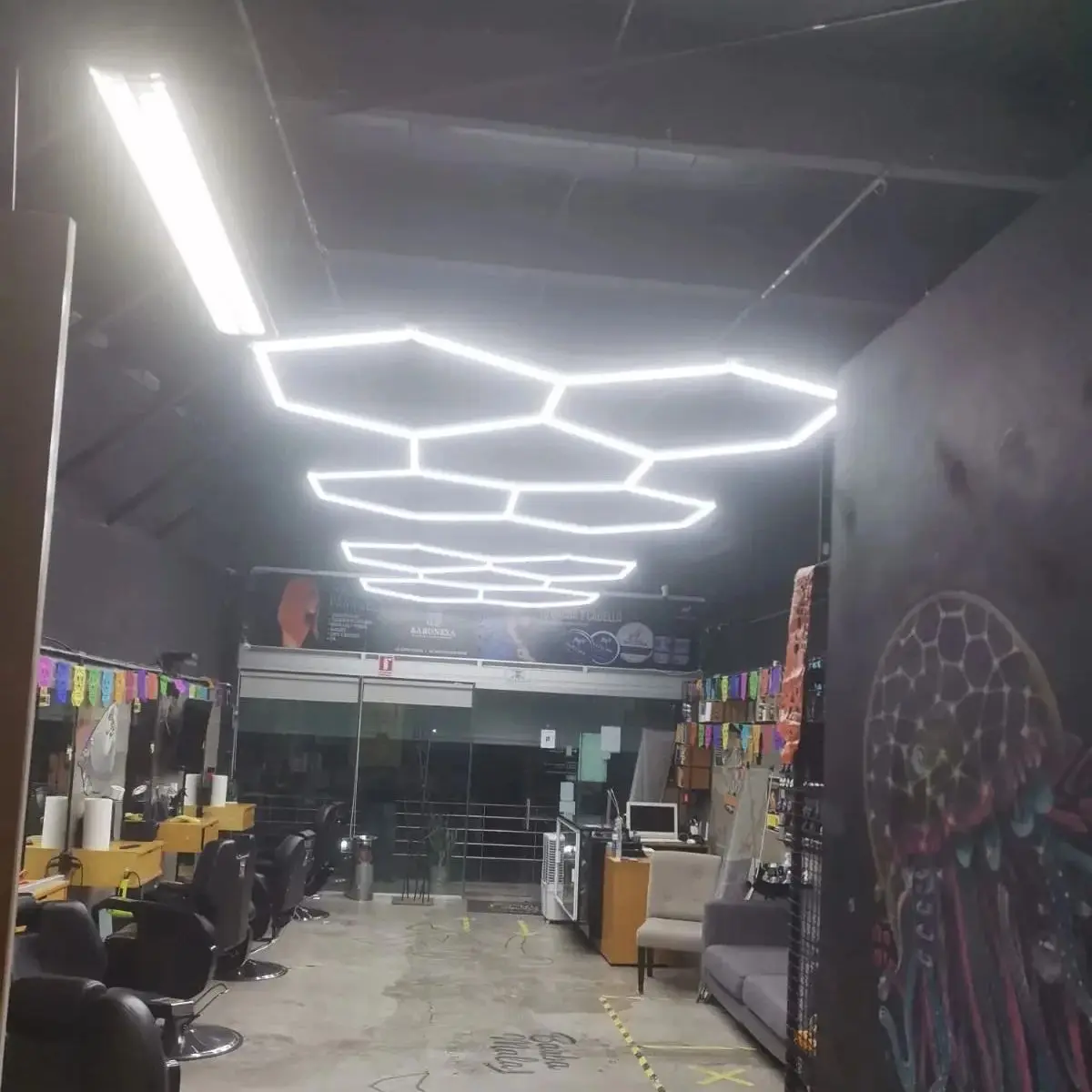 Luz-Led-en-forma-de-panal-l-mpara-hexagonal-para-garaje-iluminaci-n-de ...