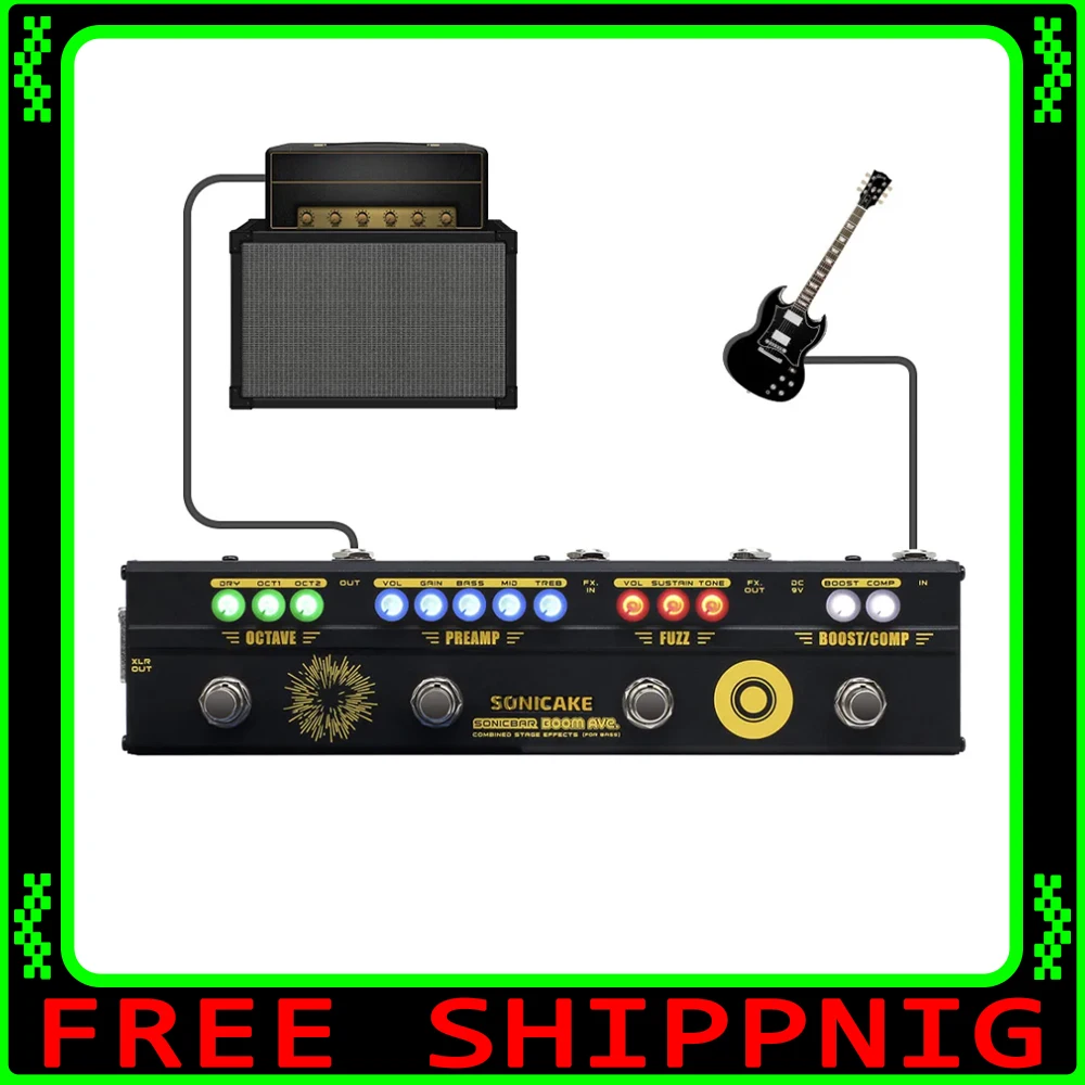SONICAKE BOOM Ave. Bass Preamp DI Box Multi Effects Compressor Boost ...