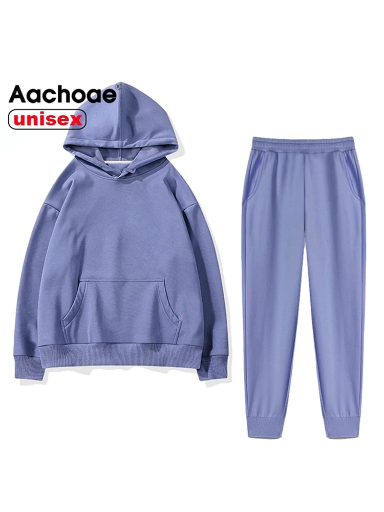 Aachoae 2021 Women Unisex Couple Fleece 100% Cotton Suits 2 Pieces Sets ...