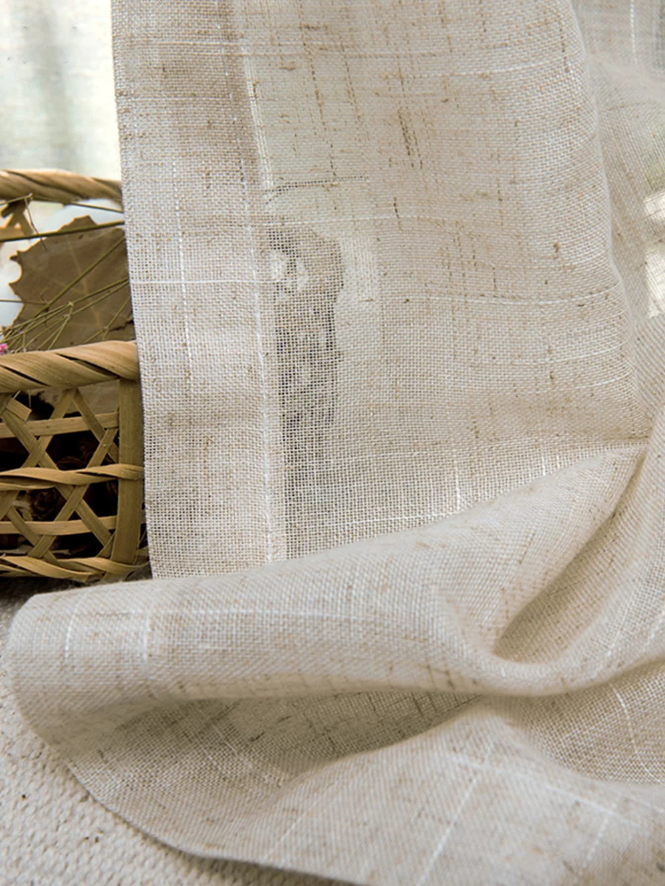 Natural Linen Curtains Linen Textured Drapes Privacy Light Filtering ...