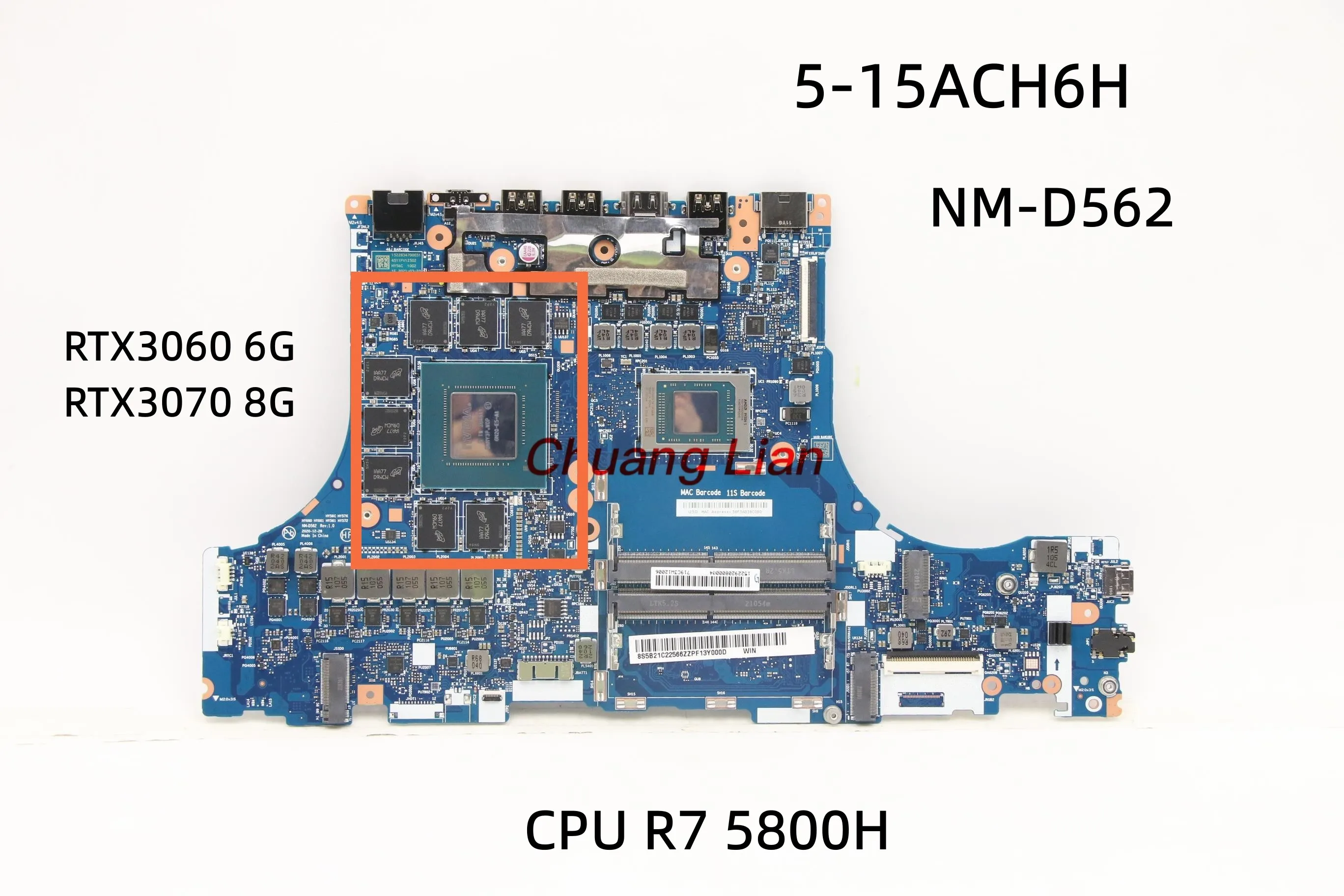 NM-D562 For Lenovo Legion 5-15ACH6H laptop motherboard with CPU R7 ...