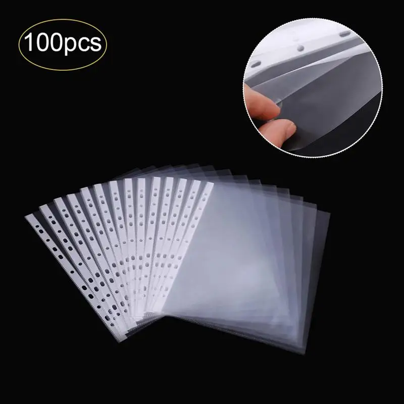 100pcs-11-holes-Transparent-Plastic-Punched-File-Folders-for-A4 ...
