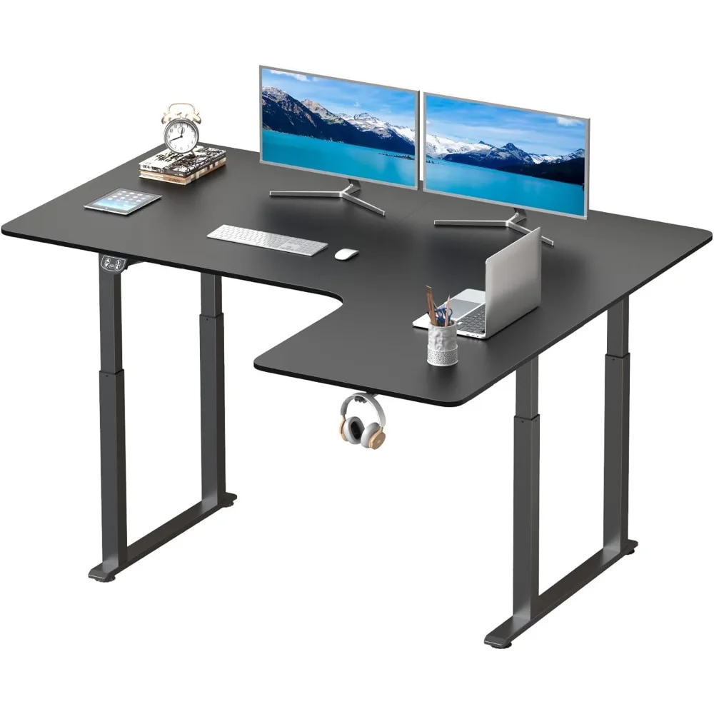 63-71-L-Shaped-Office-Desk-Adjustable-Height-Computer-Workstation-Dual ...