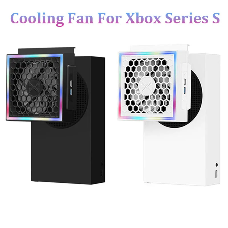 Cooling Fan Cooler For Xbox Series S Console with 2 USB Ports RGB Light ...