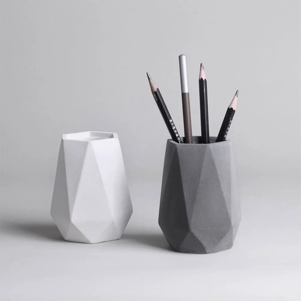 Geometric Pen Holder Cement Mold Indoor Plant Pot Concrete Mold Gypsum ...