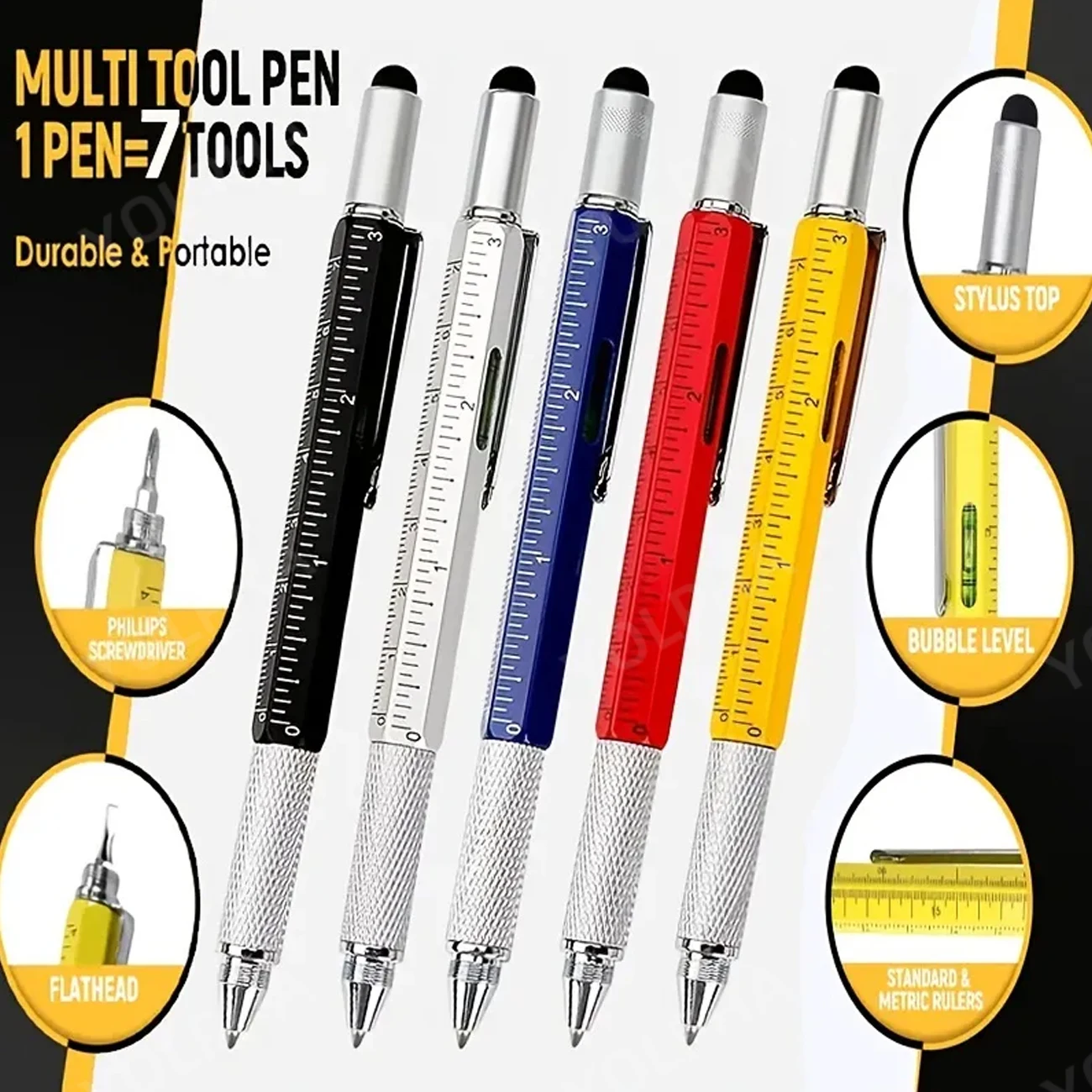 Custom Engraving Available 7in1 Multifunctional Metal Pen Tool Stylus ...