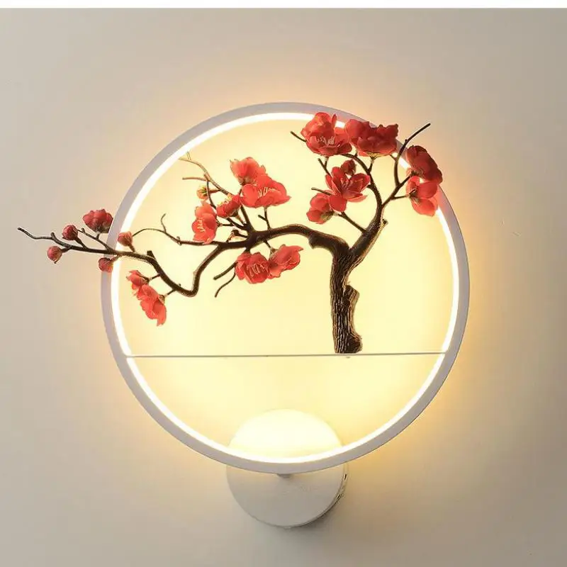 Chinese style decorative painting wall light for Bedroom bedside light ...