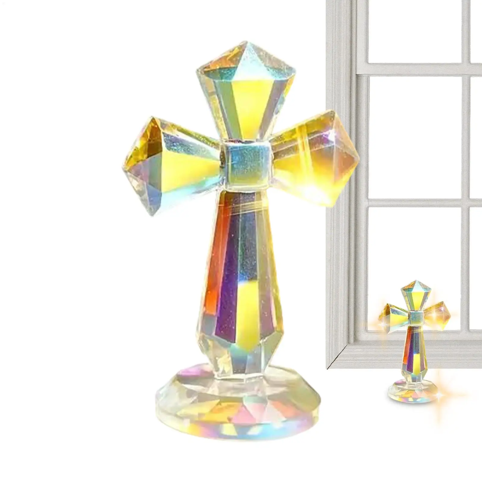 Crystal Cross Figurine 6 Inch Home Decor Religious Statue Cross Statue ...