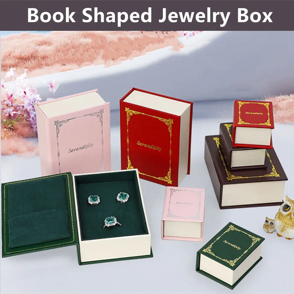 Flip-Cover-Book-Shaped-Ring-Box-Travel-Earring-Necklace-Ring-Storage ...