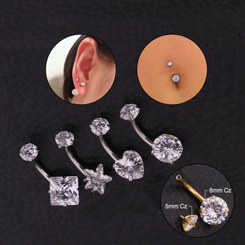 1Pc-Surgical-Steel-Belly-Button-Ring-Navel-Nombril-Piercing-CZ-Belly ...