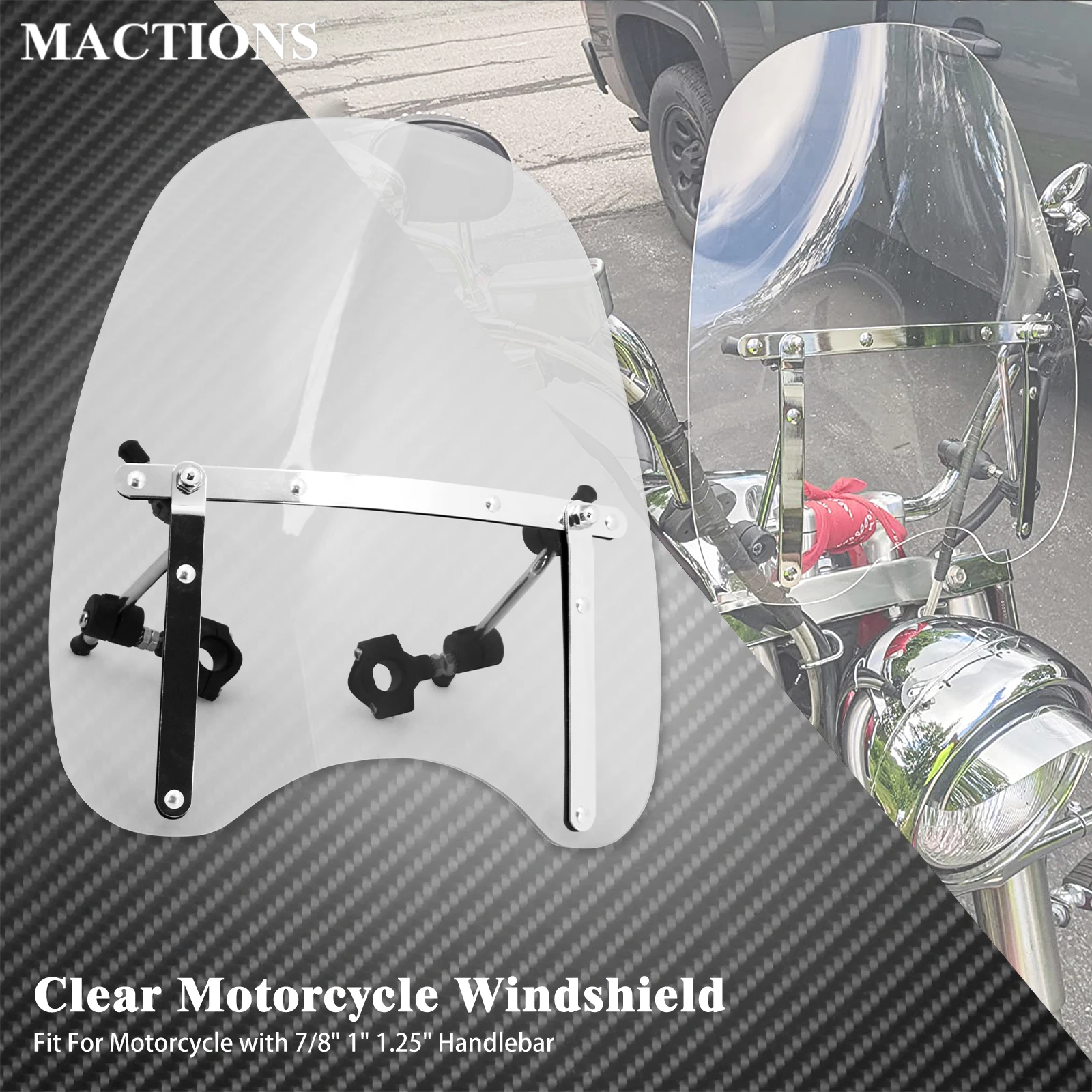 Motorcycle-Universal-Windshield-Large-Windscreen-7-8-1-Handlebar-Screen ...