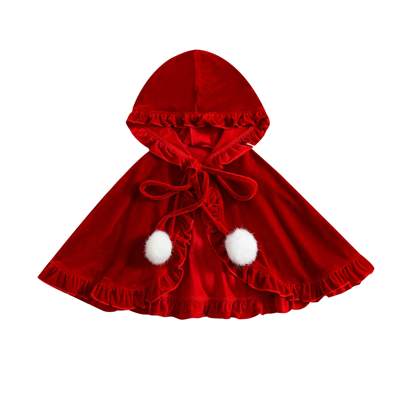 Christmas Kids Infant Baby Girls Cloak, Soft Hooded Lacing Frills Cape ...