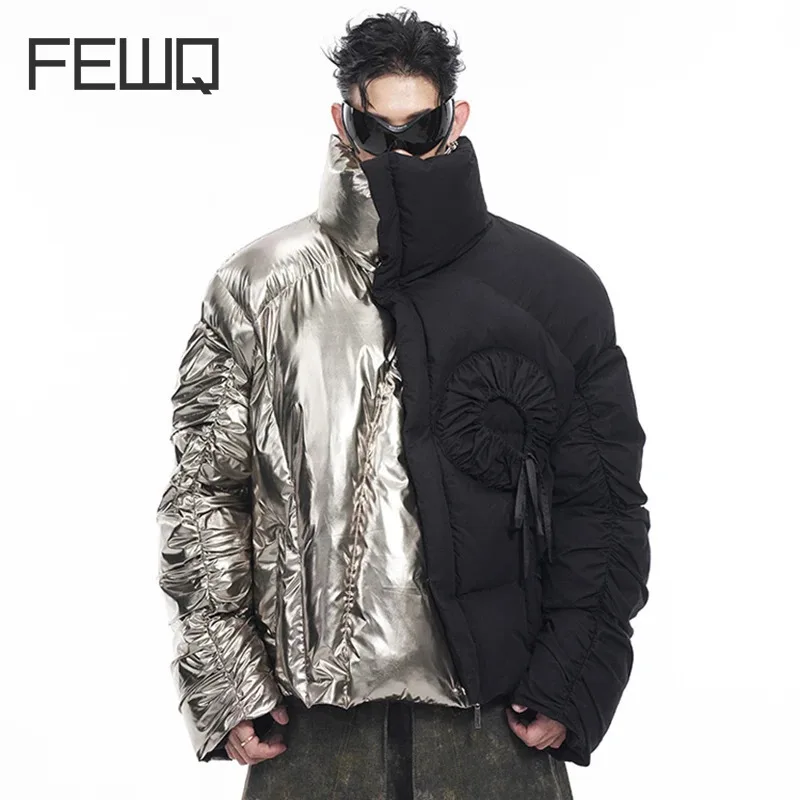 FEWQ-Glossy-Spliced-Men-s-Cotton-Jacket-Winter-Folded-Sleeves-Thickened ...