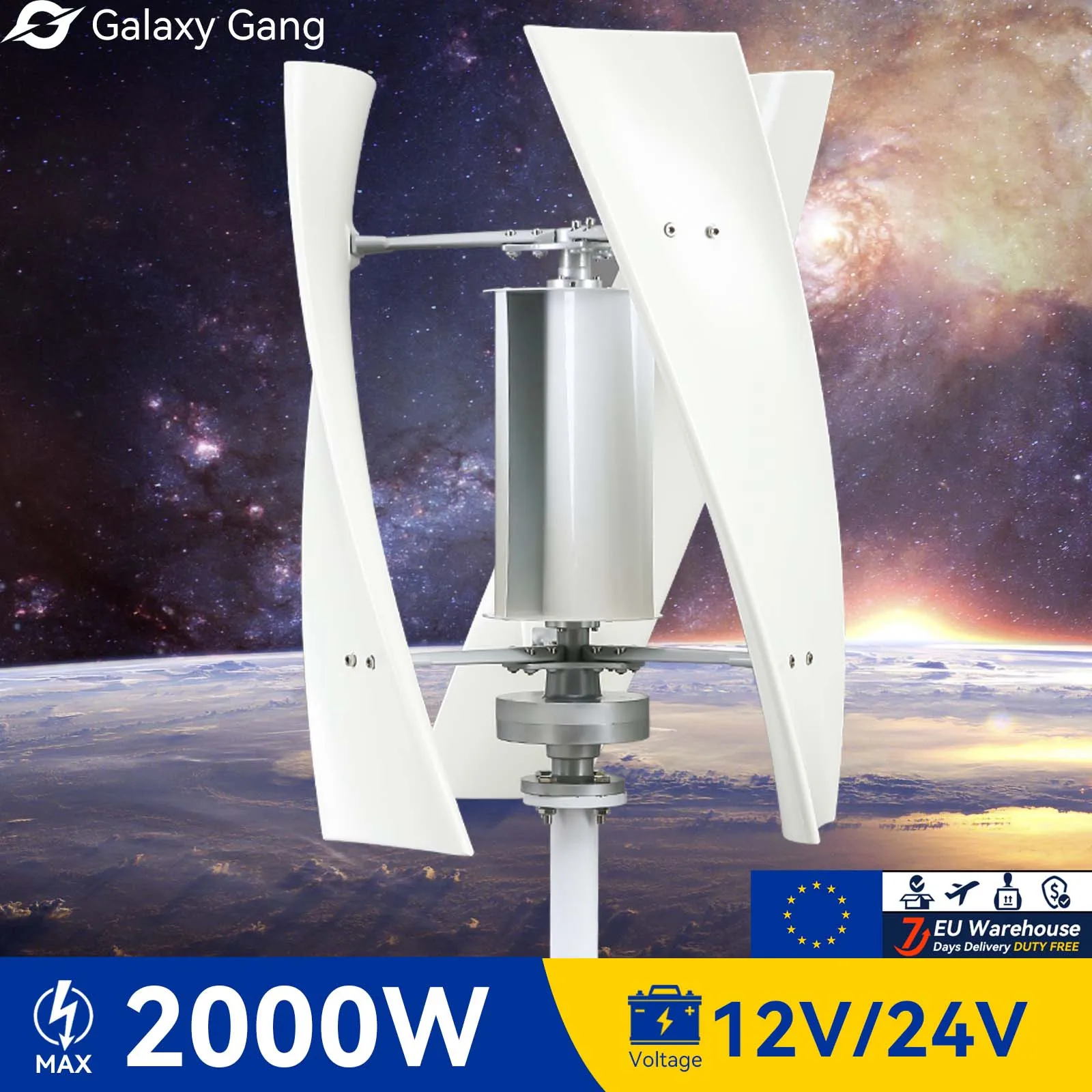 Galaxy Gang 2kw oś pionowa wiatrak 12v 24v turbina wiatrowa 2000w 3 ostrza stały Generator ...