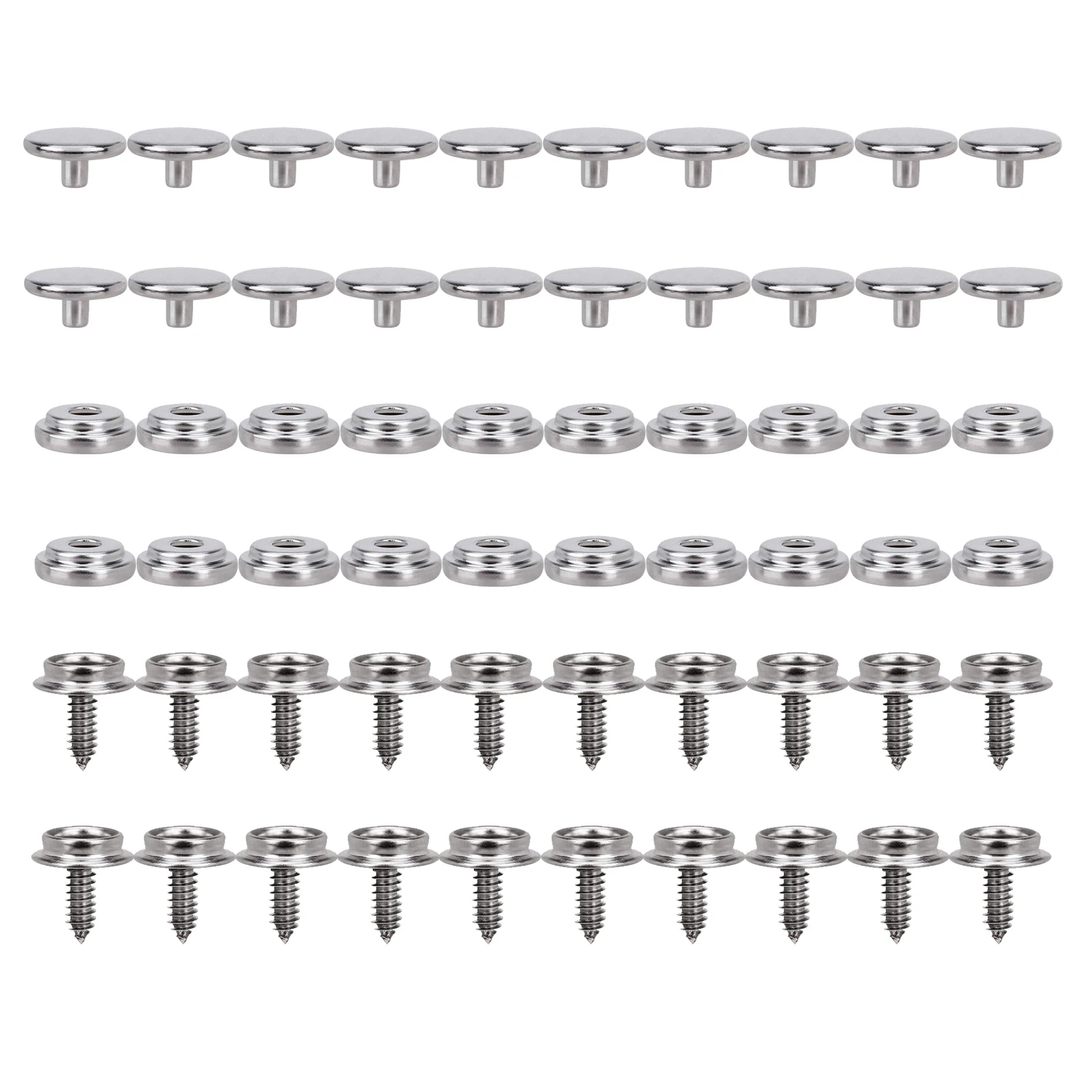 60/15pcs 15mm Snap Fastener Stainless Canvas Capos Screw Tent Marine ...