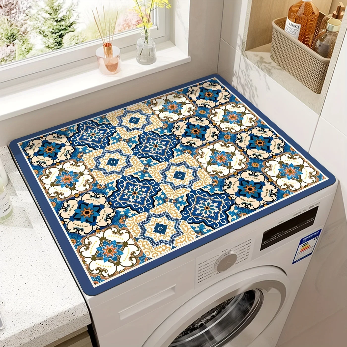 50X60cm Vintage Checkered Printed Washing Machine Dust Cover Pad, Quick ...