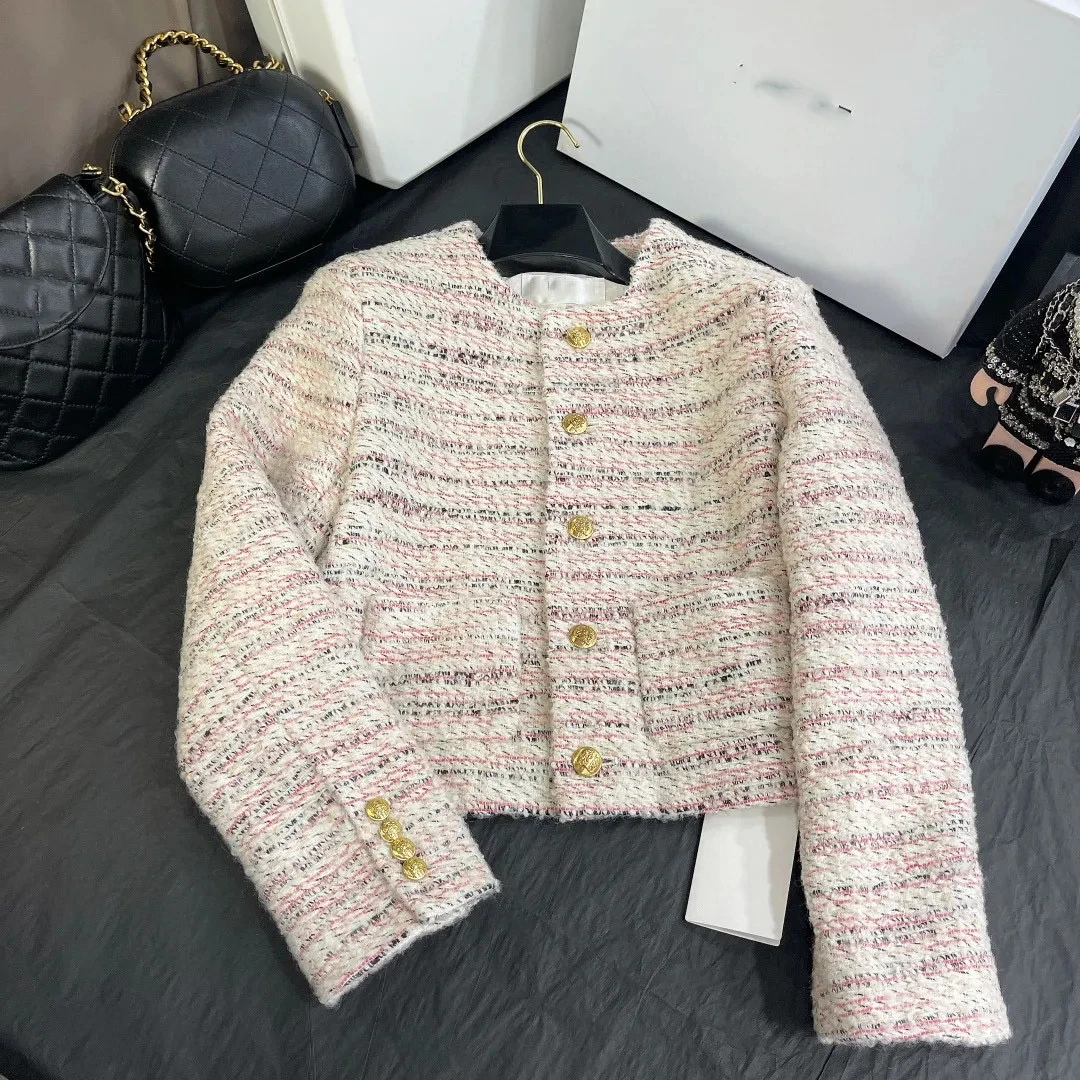 Spring Autumn Fashion Korean Chic Vintage Tweed Coat Women Single ...