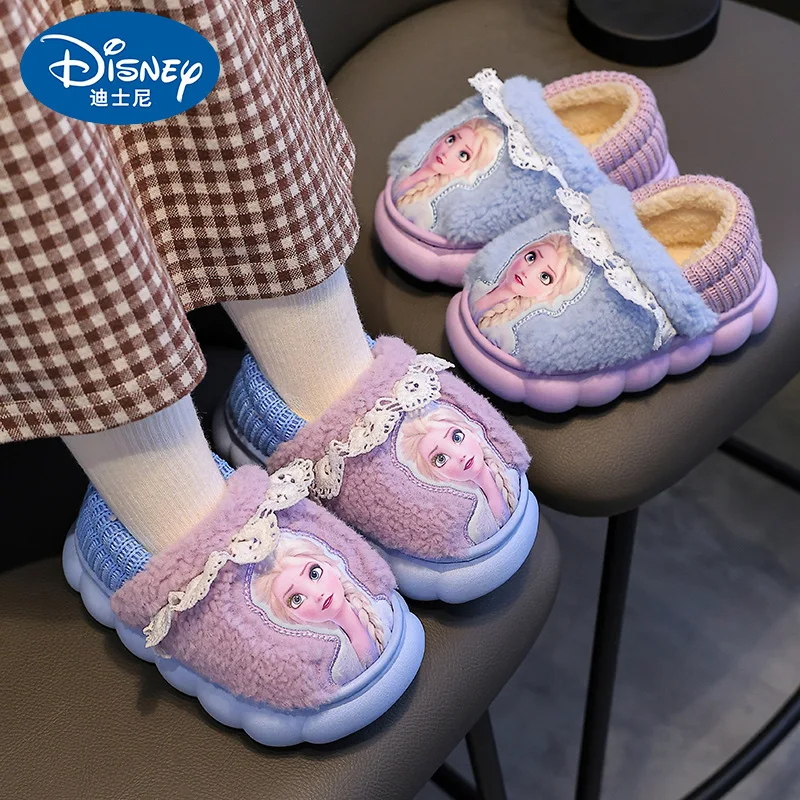 Disney Princess Elsa Cartoon Cotton Home Slippers for Girls Frozen ...
