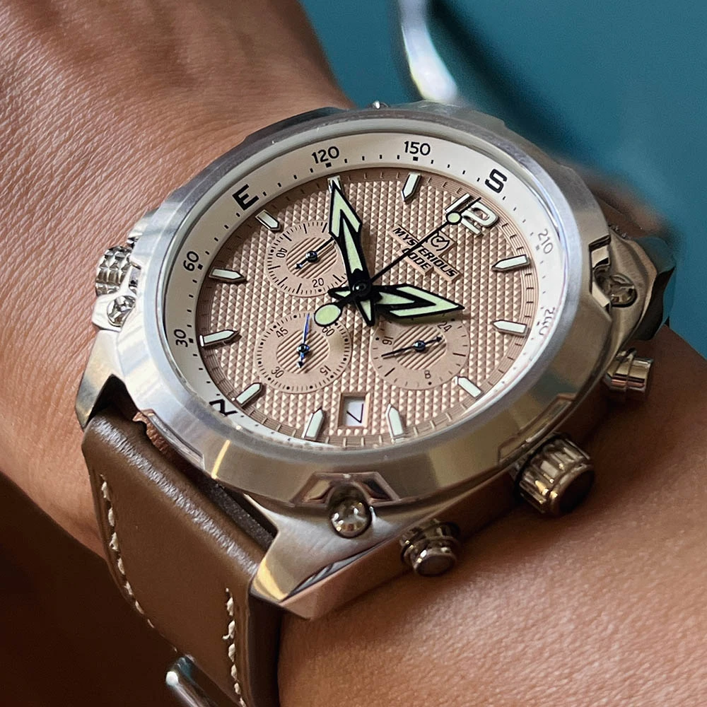 45mm Mysterious Code Aviation Chronograph Men's Pilot Watch Luxury Vk64 ...