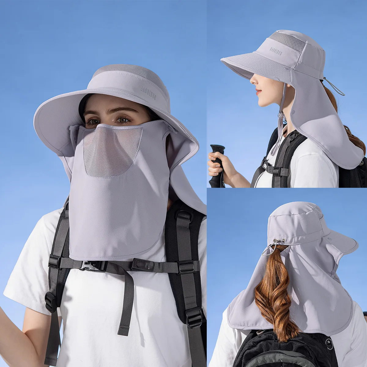 Summer-Women-Meryl-Detachable-Face-Mask-Shawl-Sun-Hat-with-Ponytail ...