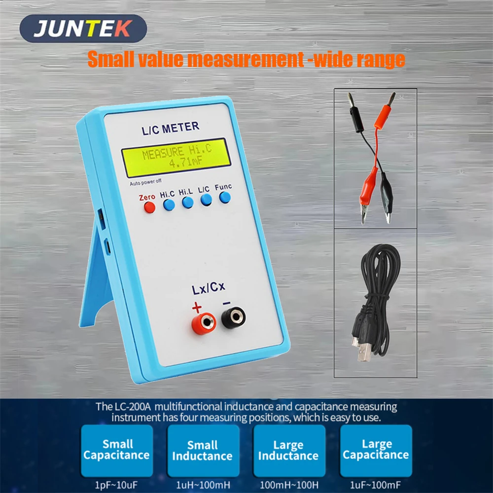 JUNTEK LC-200A Digital LCD Capacitance Inductance Meter LC Meter 1pF ...