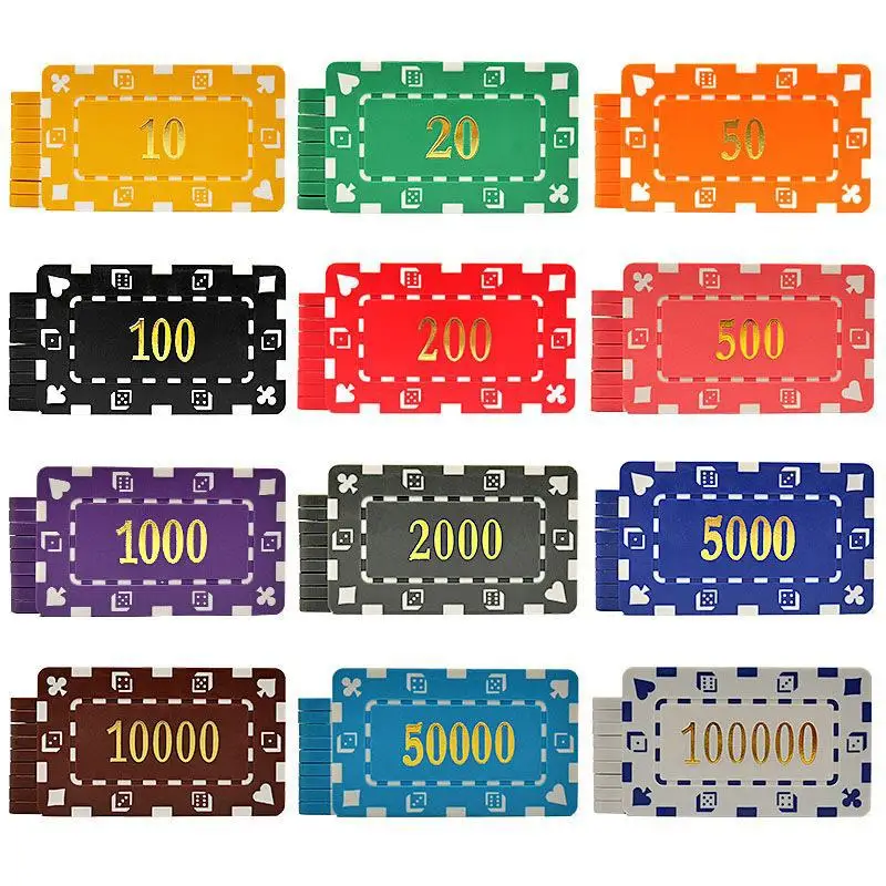 Texas Poker Chip Set Baccarat Gold Stamped Rectangle Card Token ...