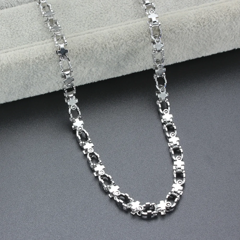 Fashion Stainless Steel Cross Link Necklace For Women Men Silver Color ...