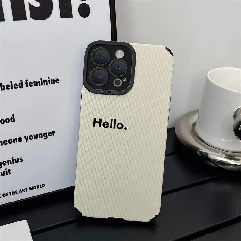 Simple-Hello-Letter-Soft-Leather-Phone-Case-For-iPhone-14-12-13-11-Pro ...