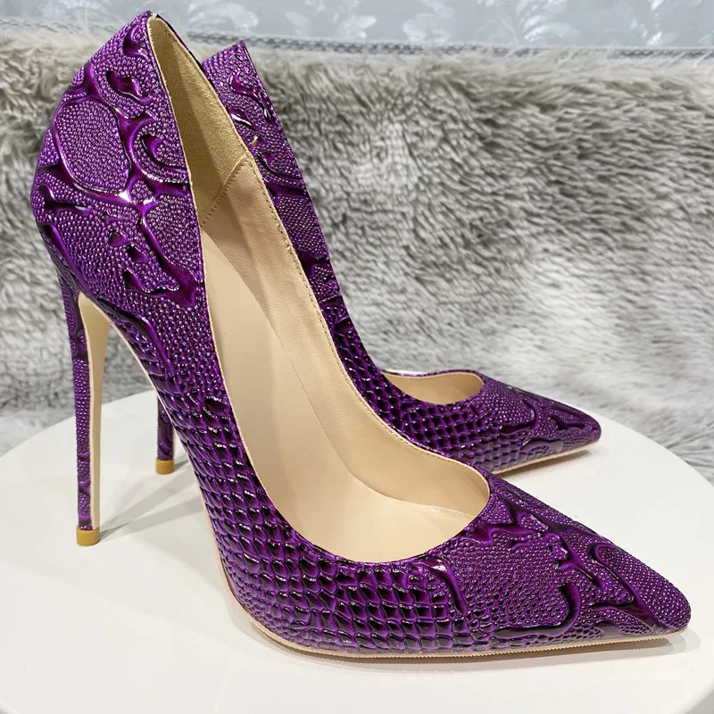 NoEnName-Null-Purple-Snake-Leather-12cm-Extreme-High-Heel-Pointed-Toe ...
