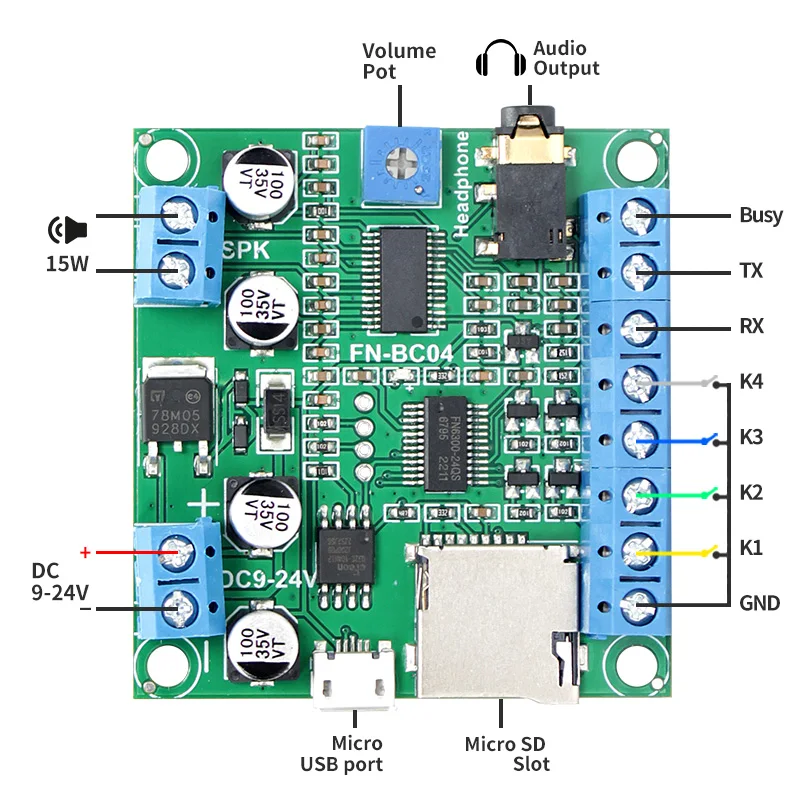 High-Quality-UART-Serial-MP3-Player-4-Input-Trigger-MP3-Sound-Board ...