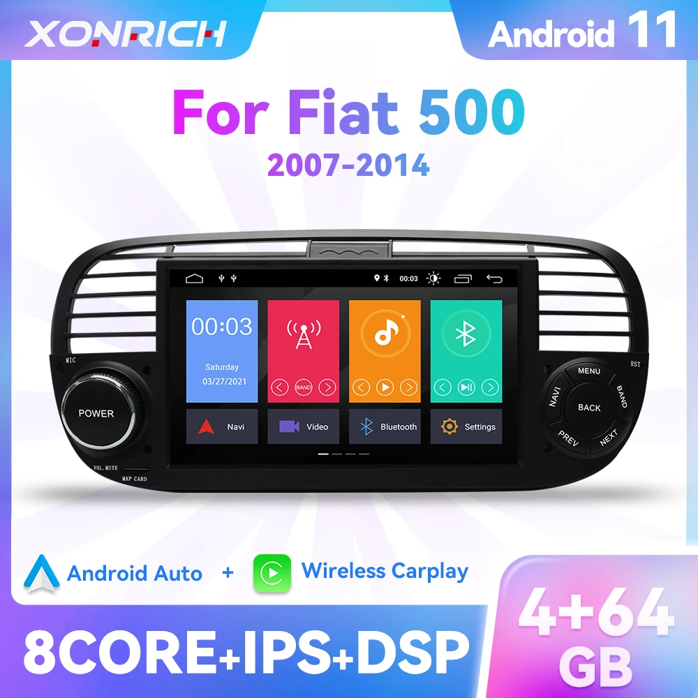 4gb Carplay 2 Din Android Auto Radio For Fiat 500 Car Multimedia Player ...