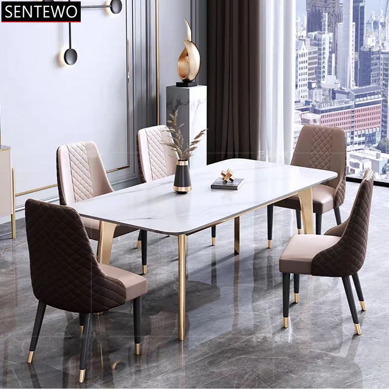 Luxury-Marble-Top-Dining-Tables-and-Chairs-Set-Home-Furniture ...